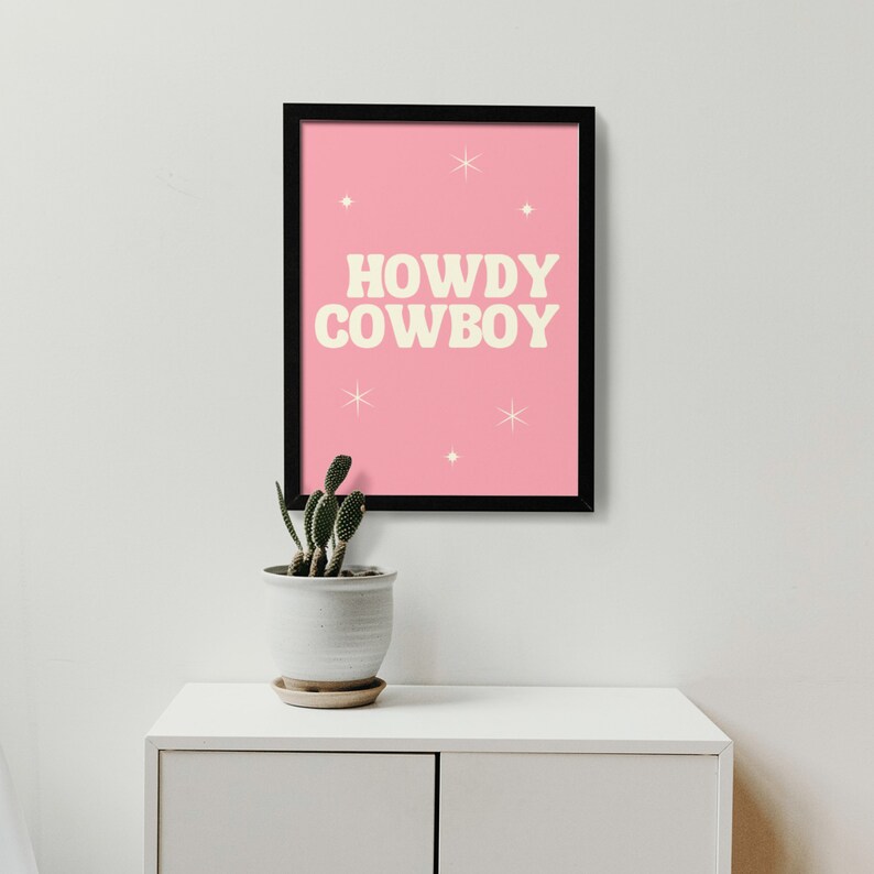 Howdy Cowboy Poster Pink Howdy Wall Art Welcome Home Wall - Etsy