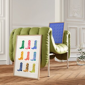 Colorful Cowboy Boot Poster, Eclectic Western Wall Art, Boho Wall Art ...