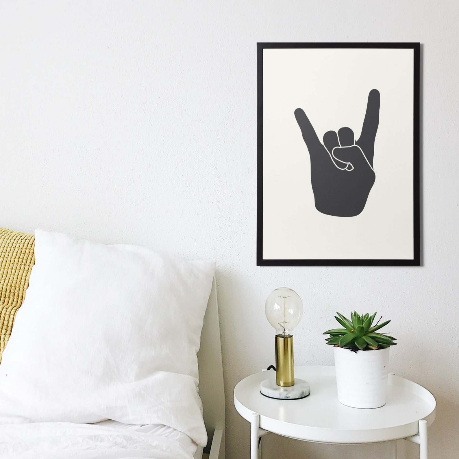 Rock On Hand Wall Art Rock On Hand Sign Rock On Symbol Rock | Etsy
