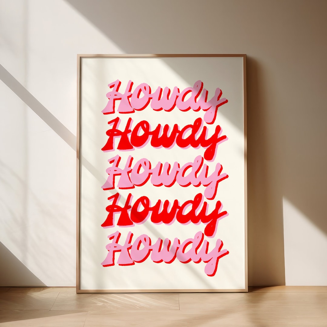 Red and Pink Howdy Poster, Howdy Wall Art, Pink and Red Wall Art ...