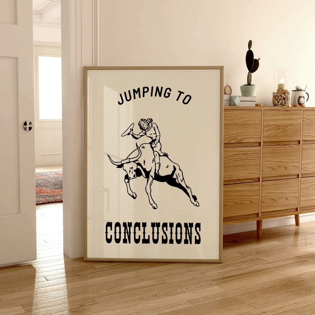 Jumping to Conclusions, Vintage Western Print, Black Retro Print ...