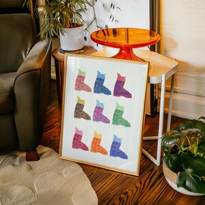 Retro Ski Poster, Ski Boot Wall Art, Vintage Ski Print, Snowboarder ...