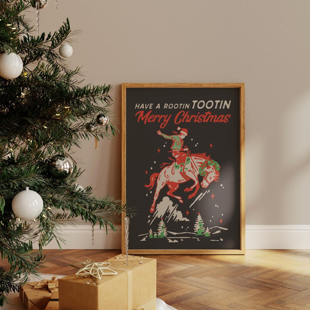 Have a Rootin Tootin Merry Christmas Print, Santa Cowboy Wall Art ...