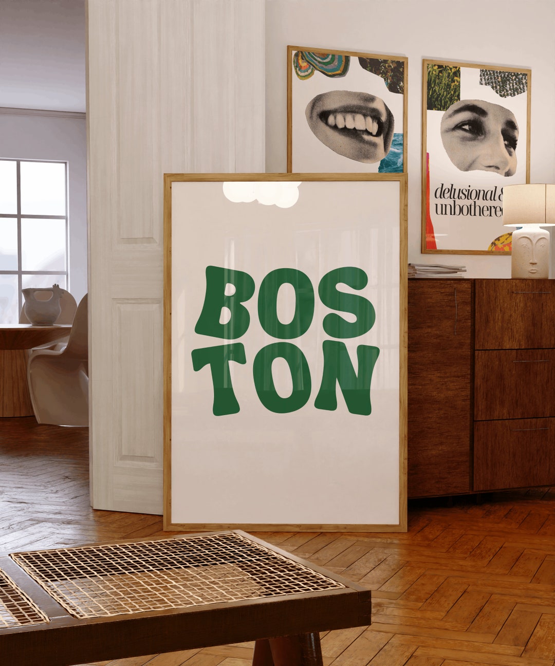 Boston Poster, Green Boston Wall Art, Boston Massachusetts, New England ...