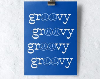 Blue 70s Wall Art | Etsy