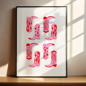 Pink Cowboy Boot Poster, Western Wall Art, Trendy Wall Art Decor, Pink ...
