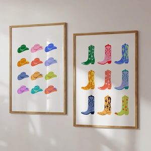 Colorful Cowboy Boot Poster, Eclectic Western Wall Art, Boho Wall Art ...