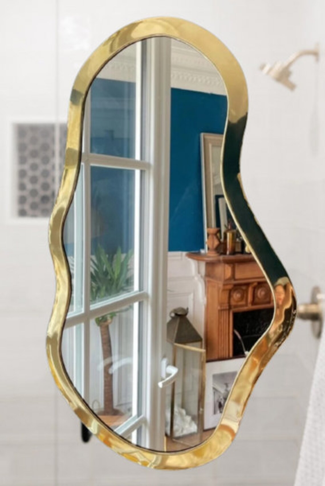 Irregular Golden Mirror, Gold Mirror, Brass Mirror, Handmade Mirror ...