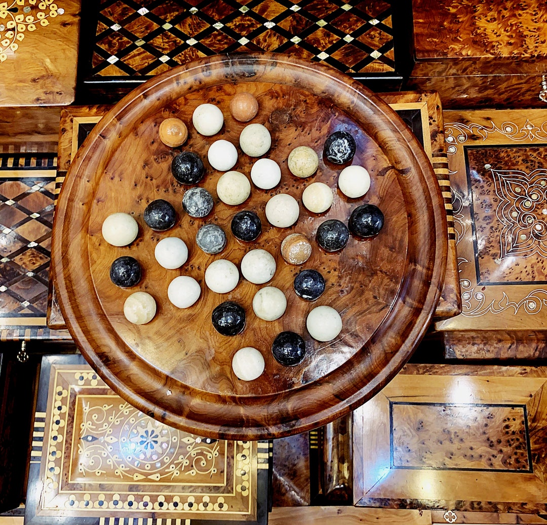New 2020 Moroccan Art Thuya Wood Solitaire Game Handmade Marble Balls ...