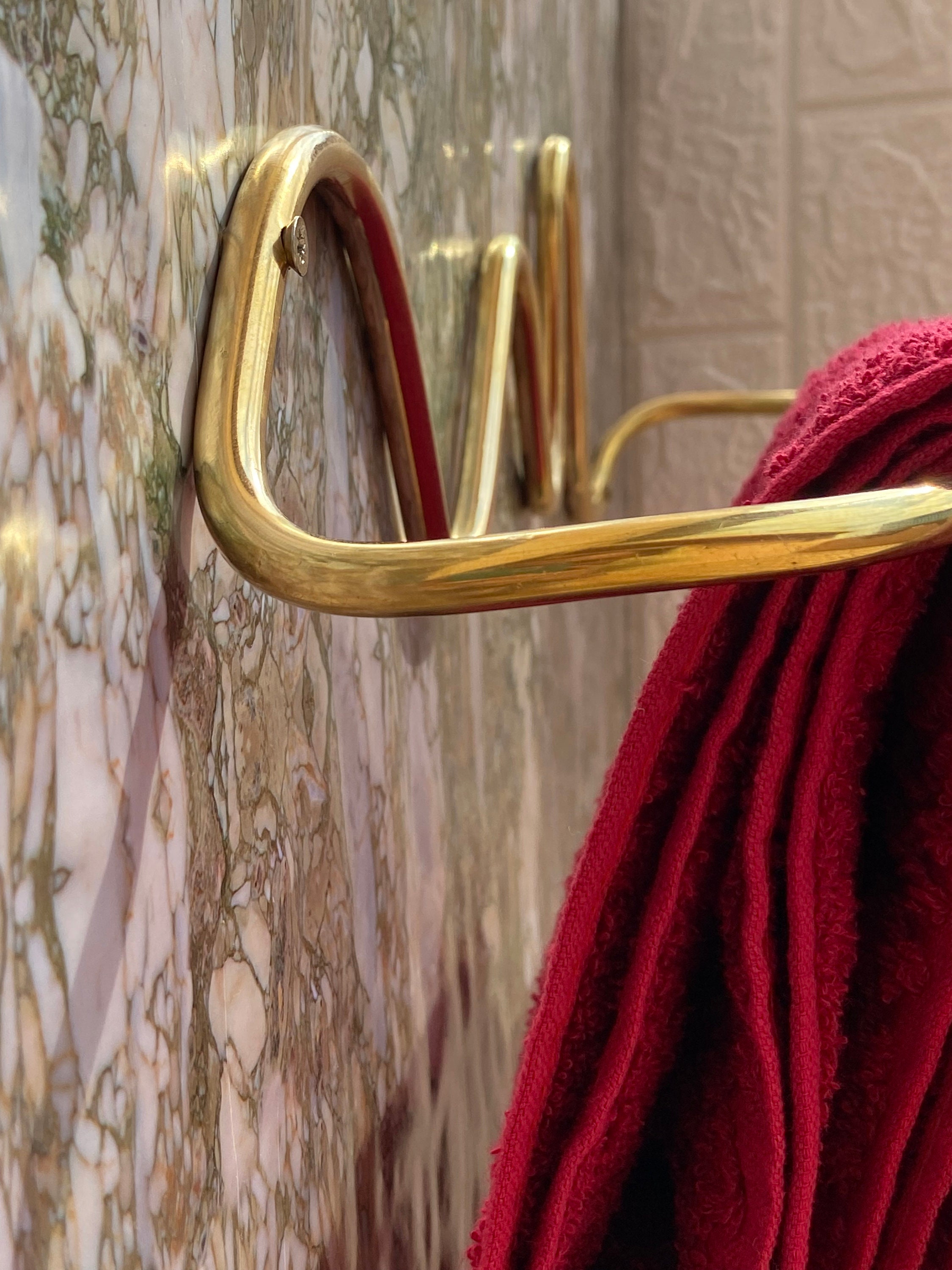 Towel Bar, Unlacquered Brass Towel Holder Handmade Towel Rail , Brass ...