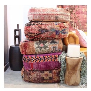 Moroccan Floor Pouf, Moroccan Foot Stool Ottoman, Yoga Meditation ...