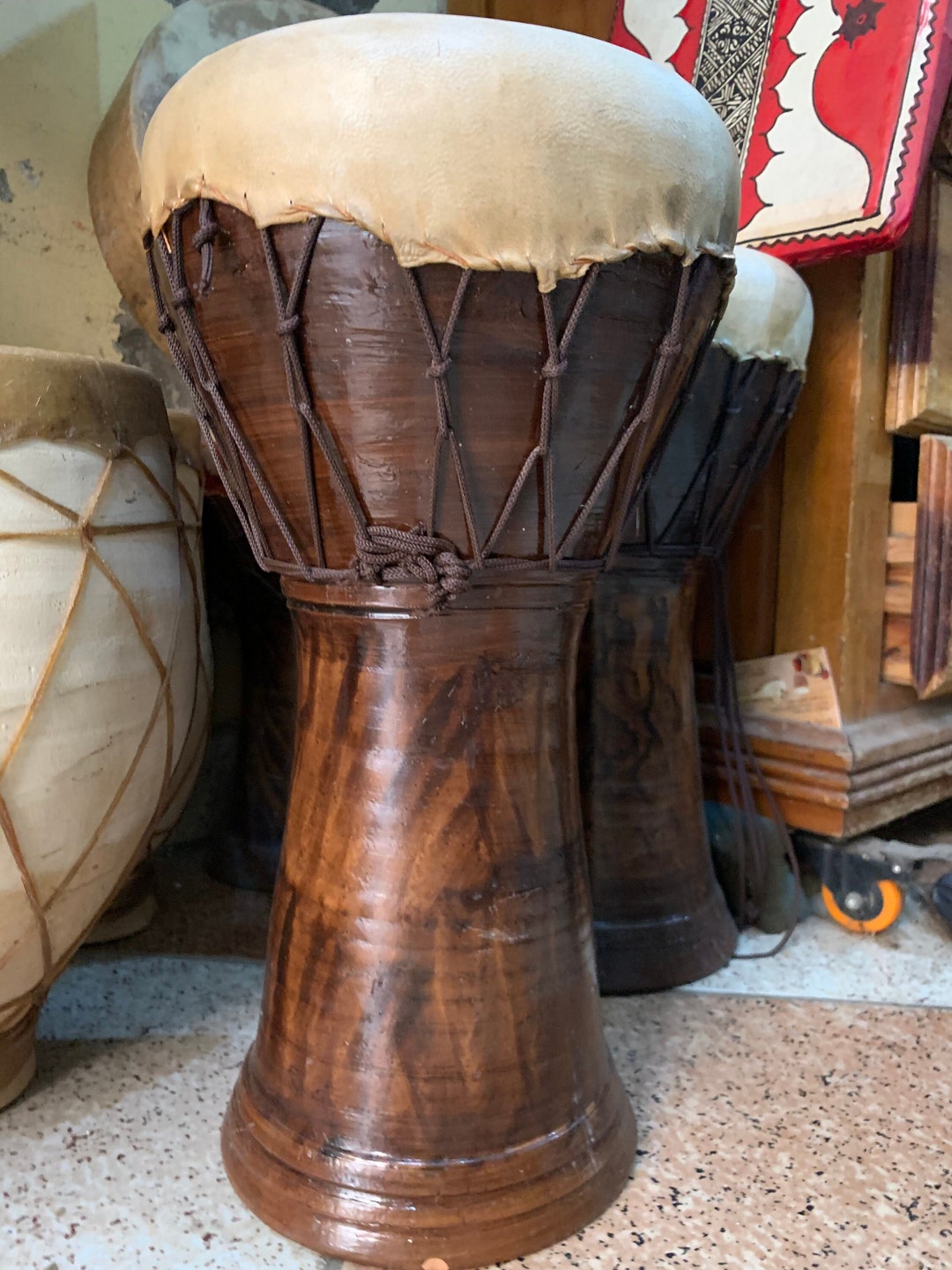 Black Natural Clay Darbuka Doumbek Dohola With Goat Skin - Handmade ...