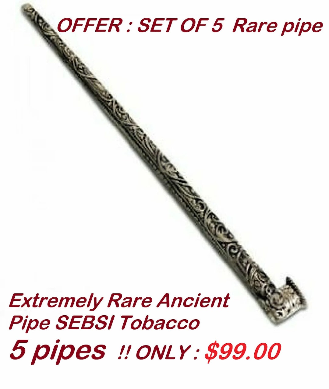 Set of 5 Rare Ancient Pipe MOROCCAN SEBSI Tobacco Engraved Color Silver ...