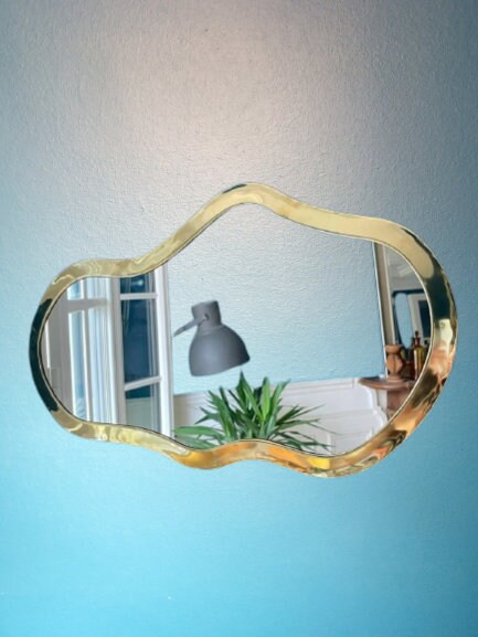 Irregular Golden Mirror, Gold Mirror, Brass Mirror, Handmade Mirror ...
