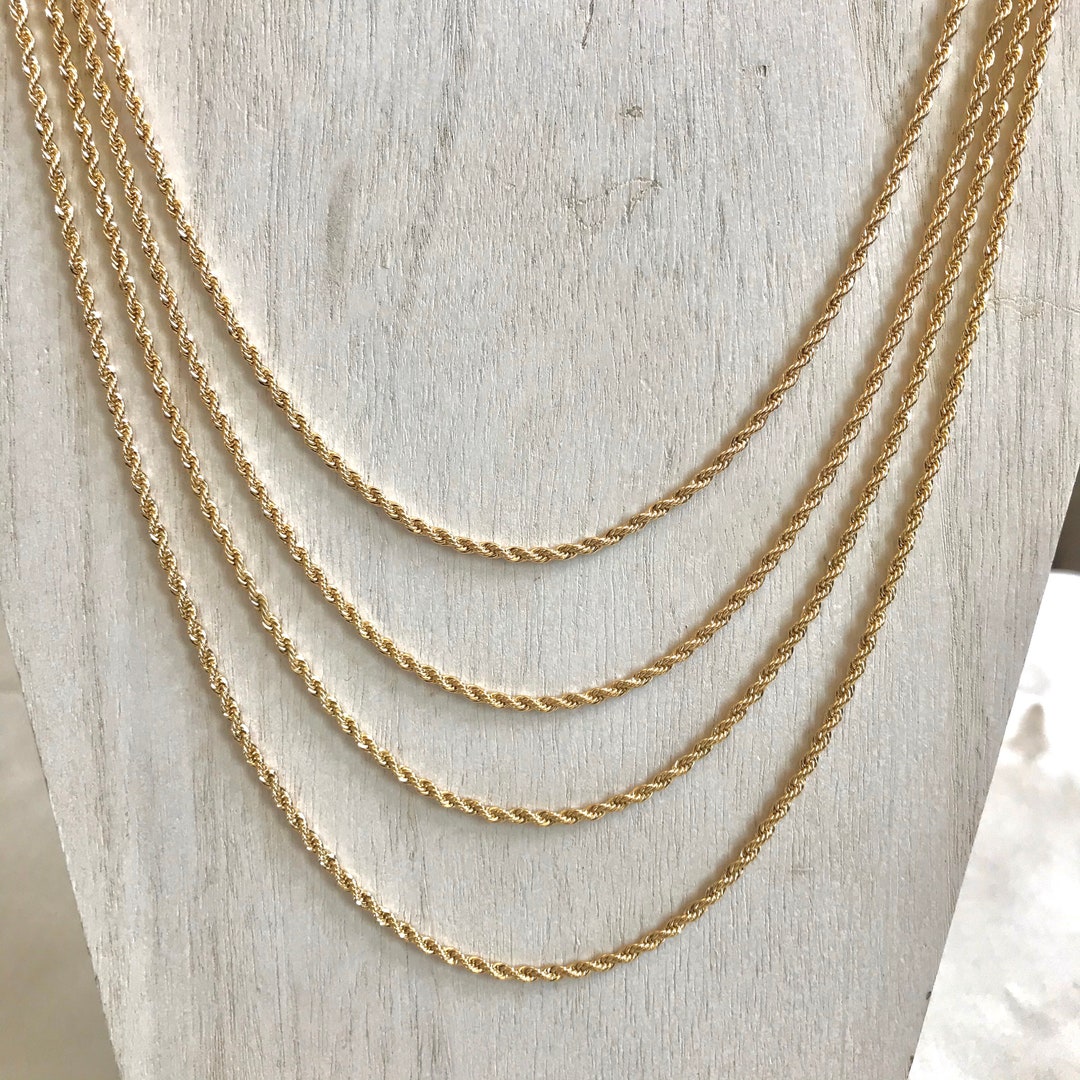 Men's Gold Rope Chain Women's Gold Rope Chain Rope Gold Plated Chain ...