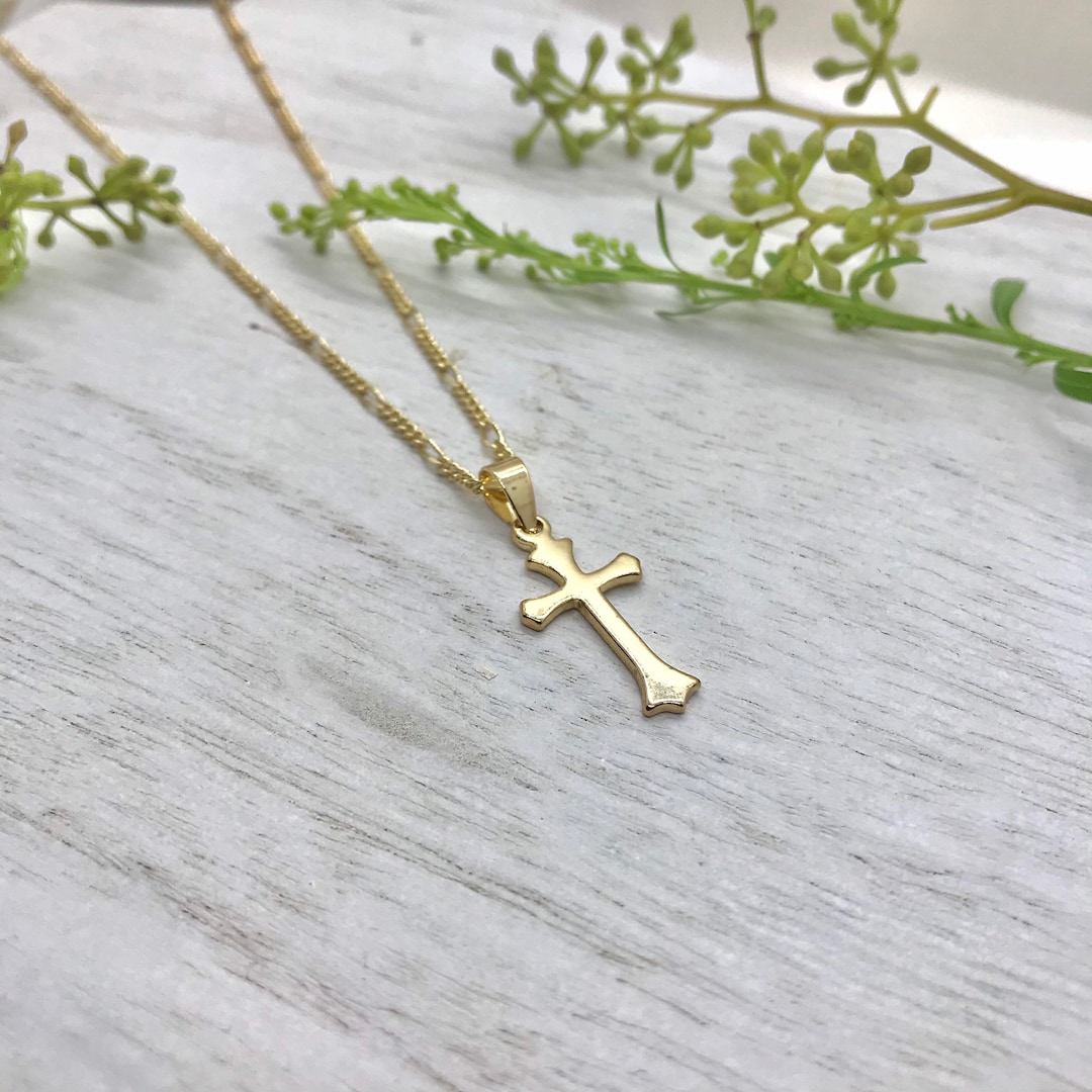 Gold Cross Necklace Small Cross Necklace Dainty Cross Necklace Cute ...