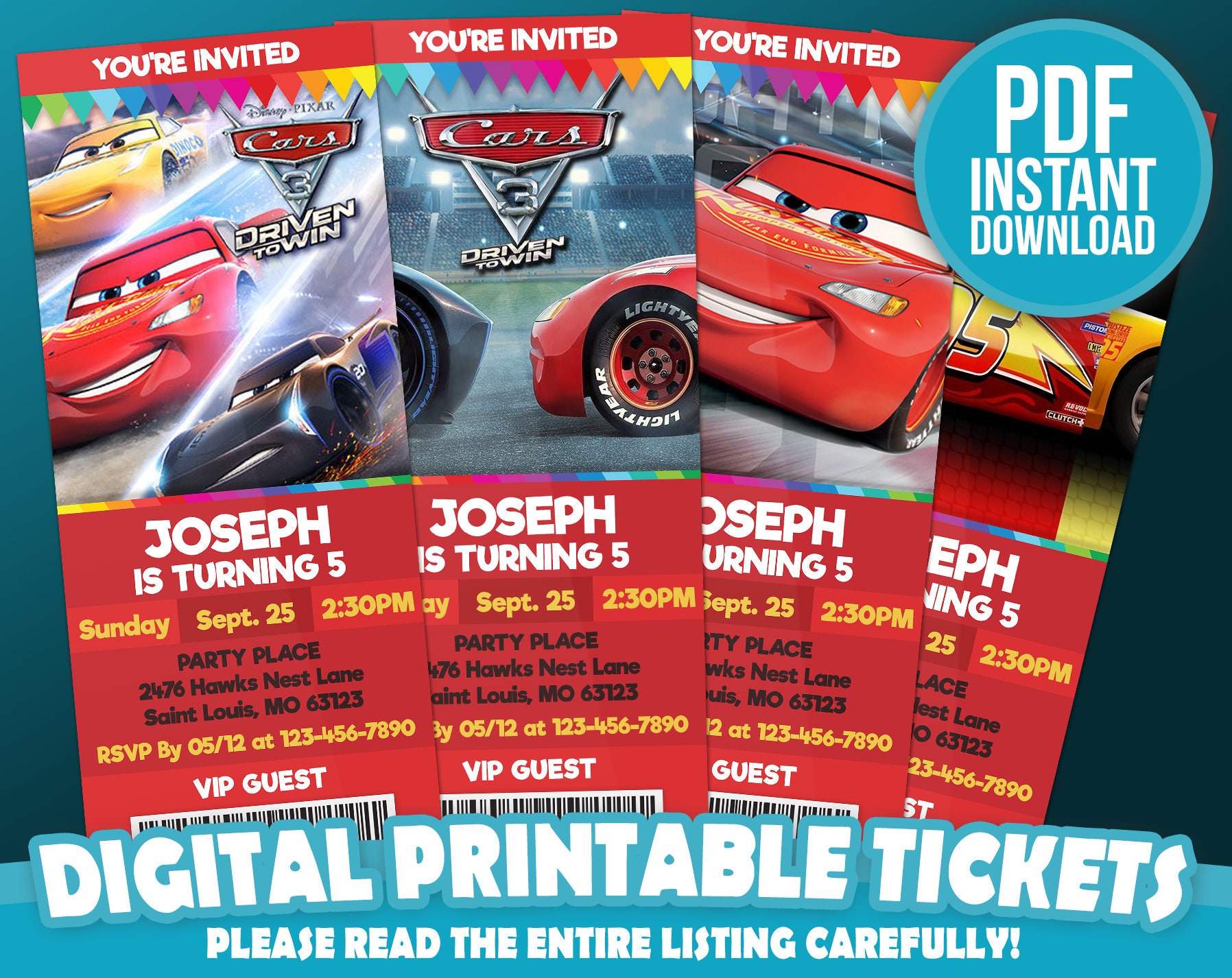 Invitations Cars Ticketmaker Cars Ticket Invite Etsy