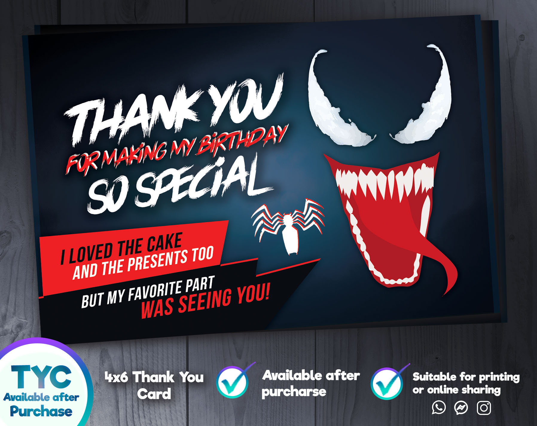 Venom Birthday Invitation, Venom Printable Birthday Party Invitations ...