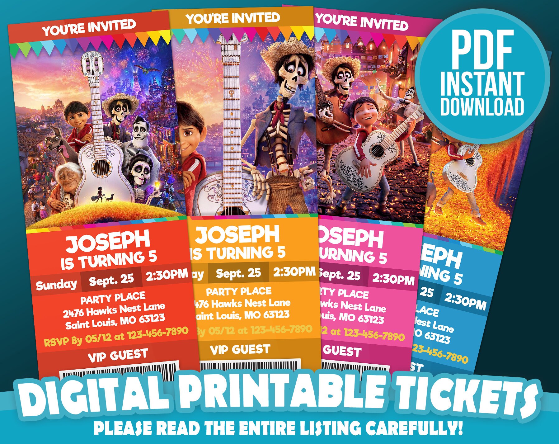 Coco Ticket Invitation, Coco Birthday Invite, Coco Digital Printable ...