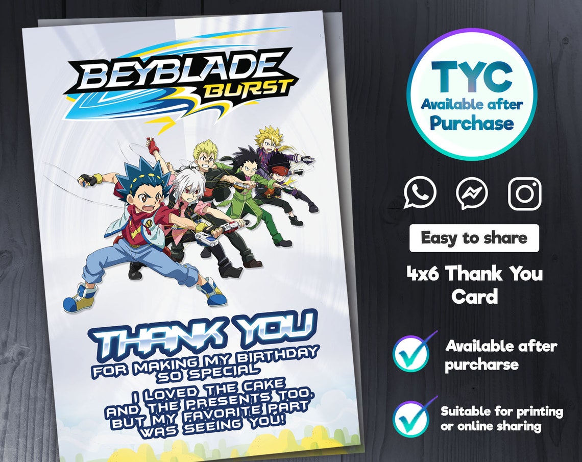 Beyblade Burst Birthday Invitation, Beyblade Printable Birthday ...