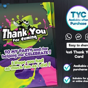 Splatoon Birthday Invitation, Printable Birthday Party Invitations ...