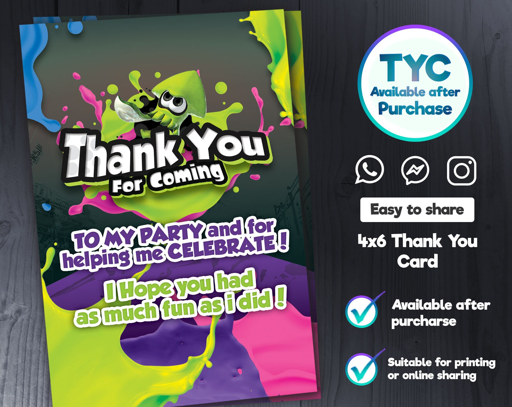 Splatoon Birthday Invitation, Printable Birthday Party Invitations ...
