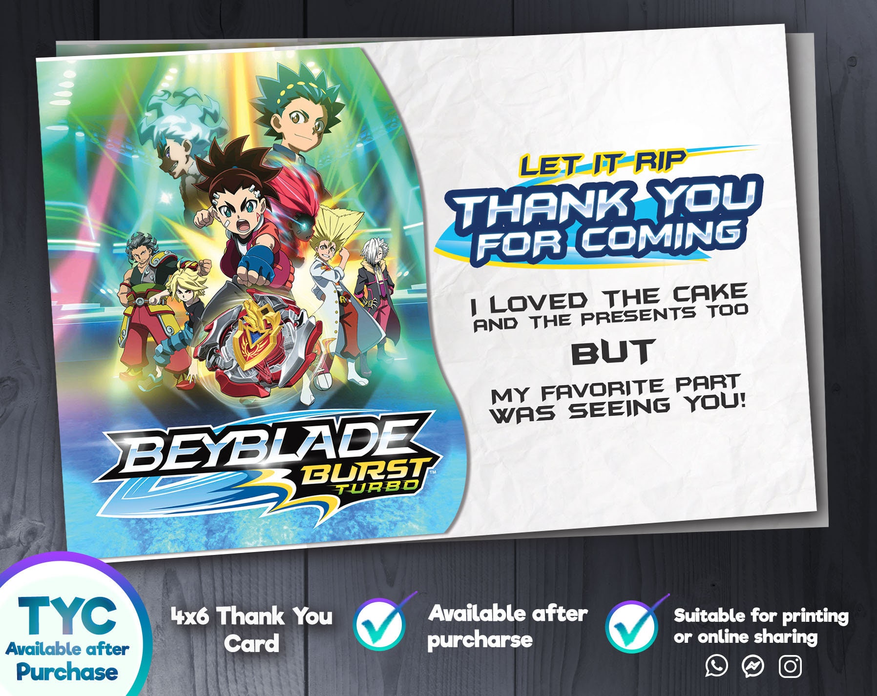 Beyblade Burst Turbo Birthday Invitation, Printable Birthday Party ...