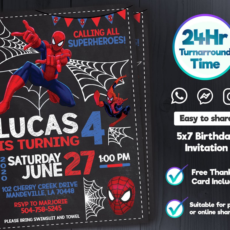 Spiderman Invitation - Etsy