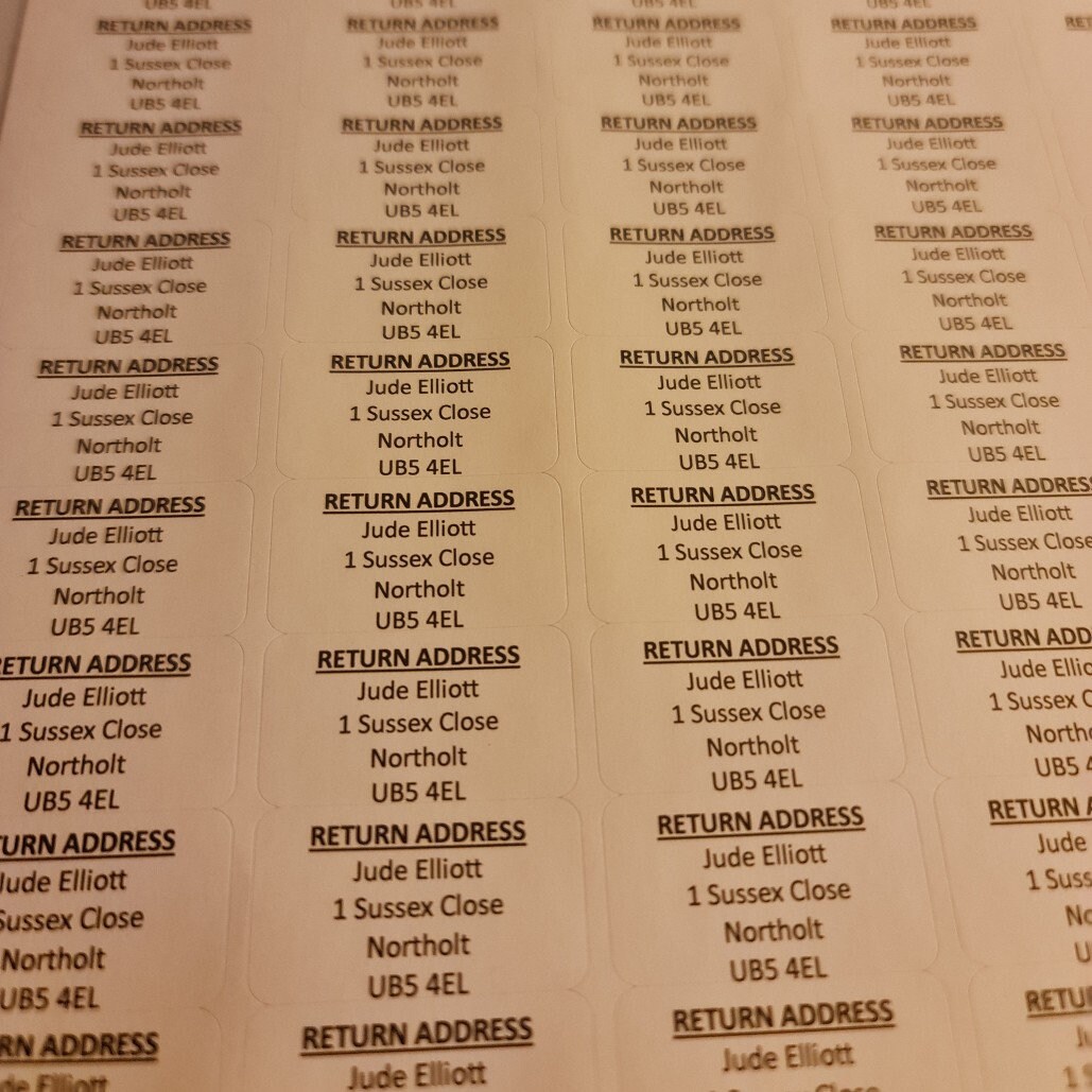 A4 Personalised Address Labels 65 per Sheet Self Adhesive Pre Printed ...