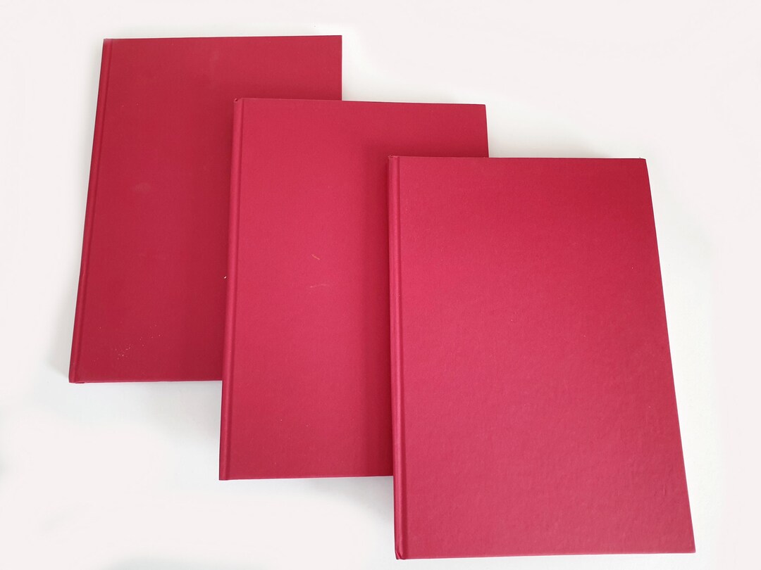 3x A4 Red Notebooks Handmade 160 pages Journal Casebound Lined Ruled ...