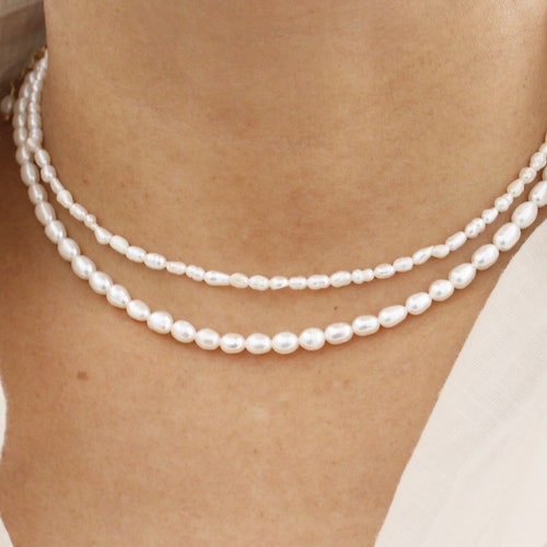 Freshwater Pearl Choker Necklace Small Natural Pearl Etsy