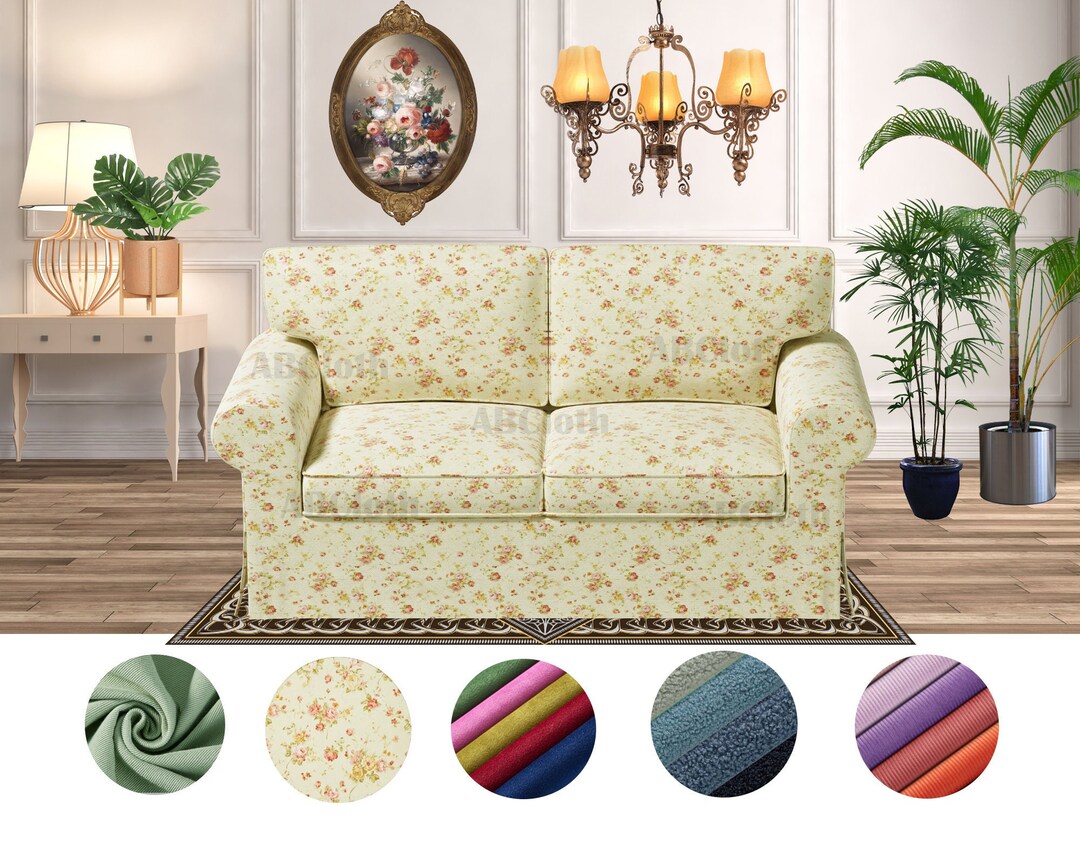 Floral Pattern Ektorp Loveseat Sofa Covers, Custom Covers Comes With ...