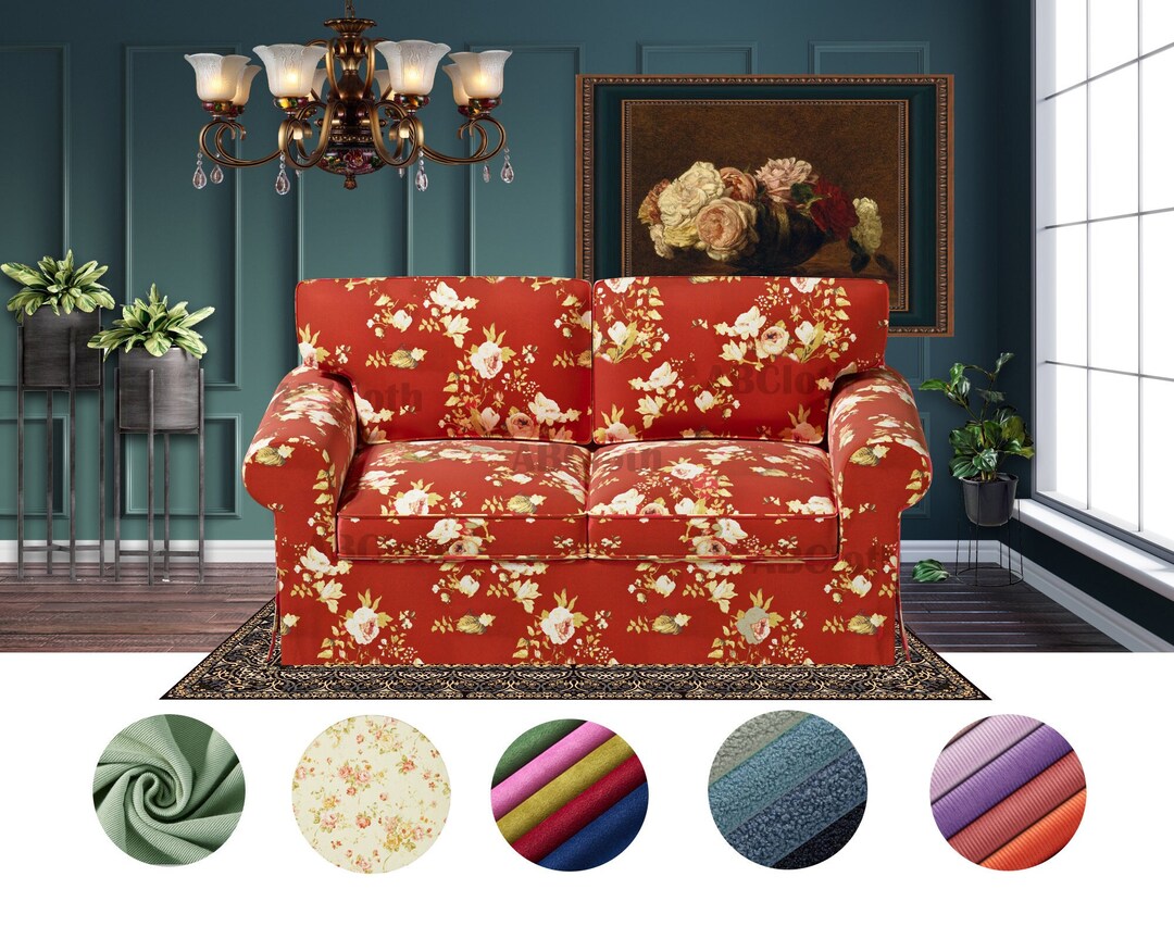 Personalized Ektorp Loveseat Sofa Covers in Floral Cotton Fabrics ...