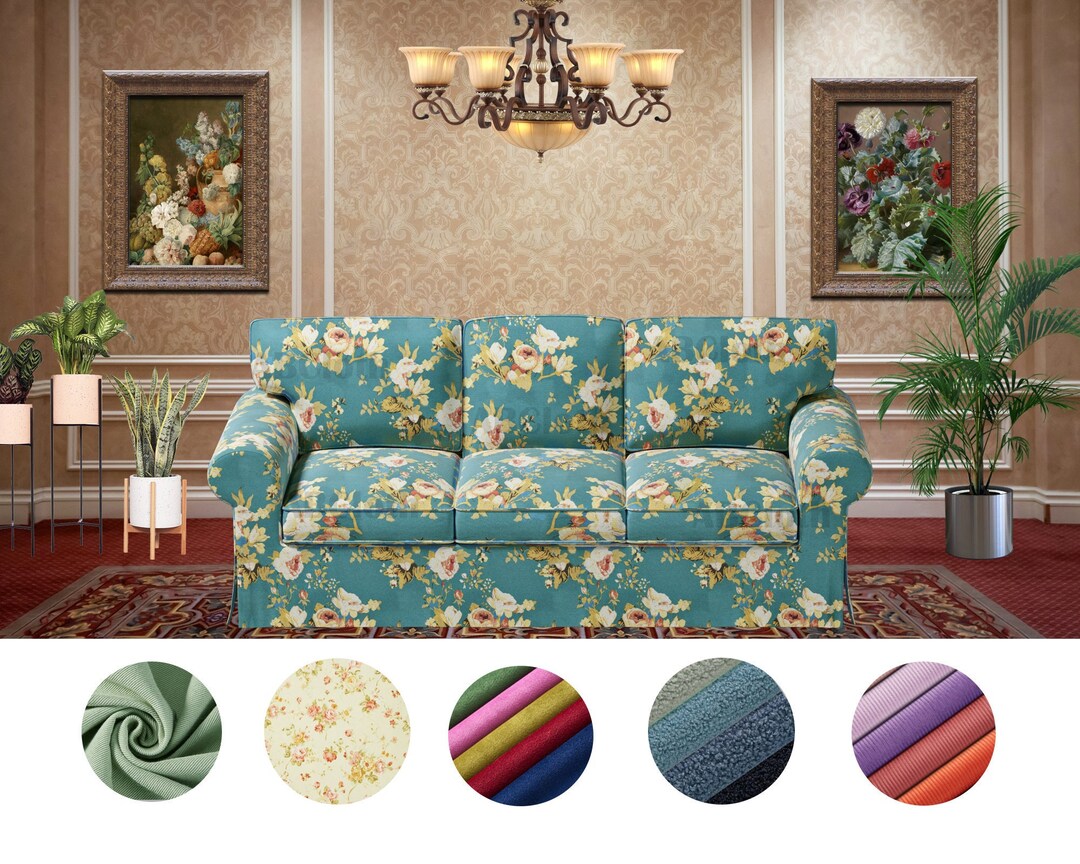 Custom Made Ektorp 3 Seat Sofa Covers in Floral Pattern Fabrics, Cover ...