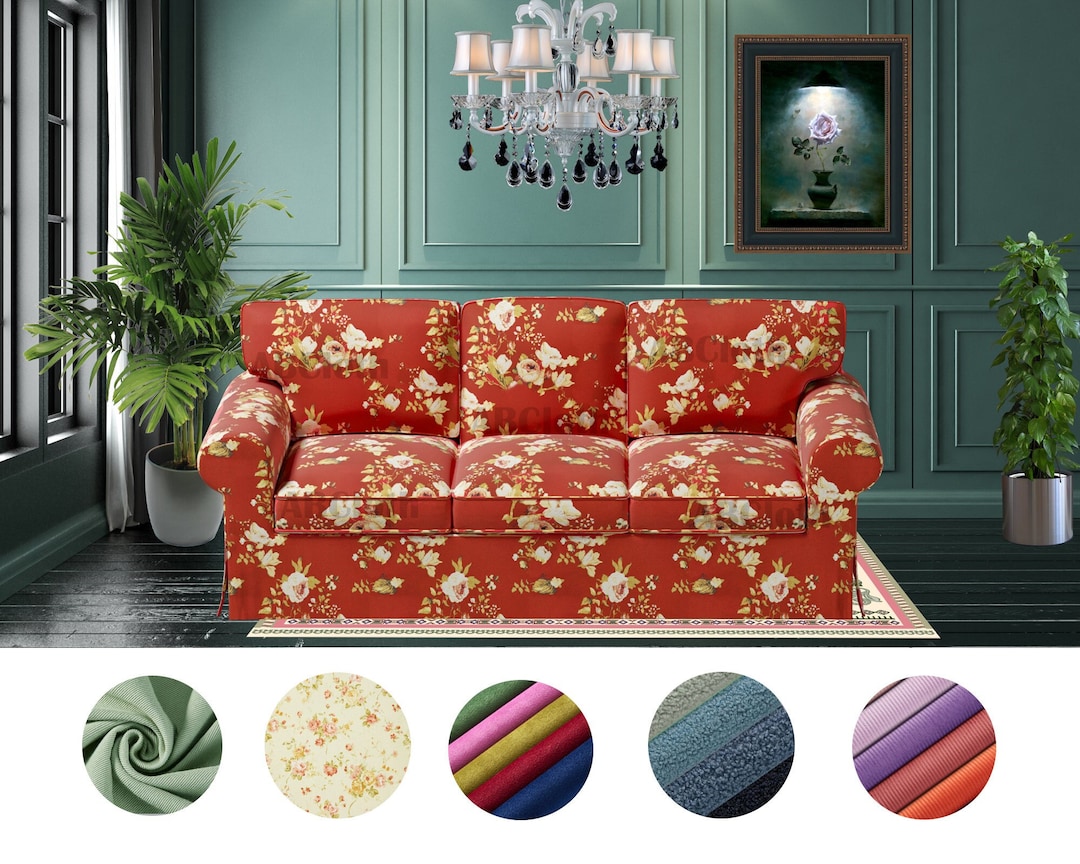 Personalized Ektorp 3 Seat Sofa Covers in Floral Pattern Fabrics, Cover ...