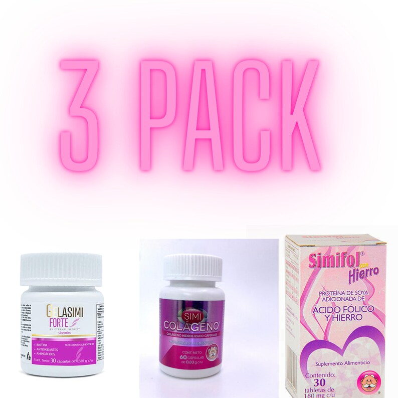 3 Pack, Gelasimi Forte, Collagen, Simifol With Iron Amino Acids and ...