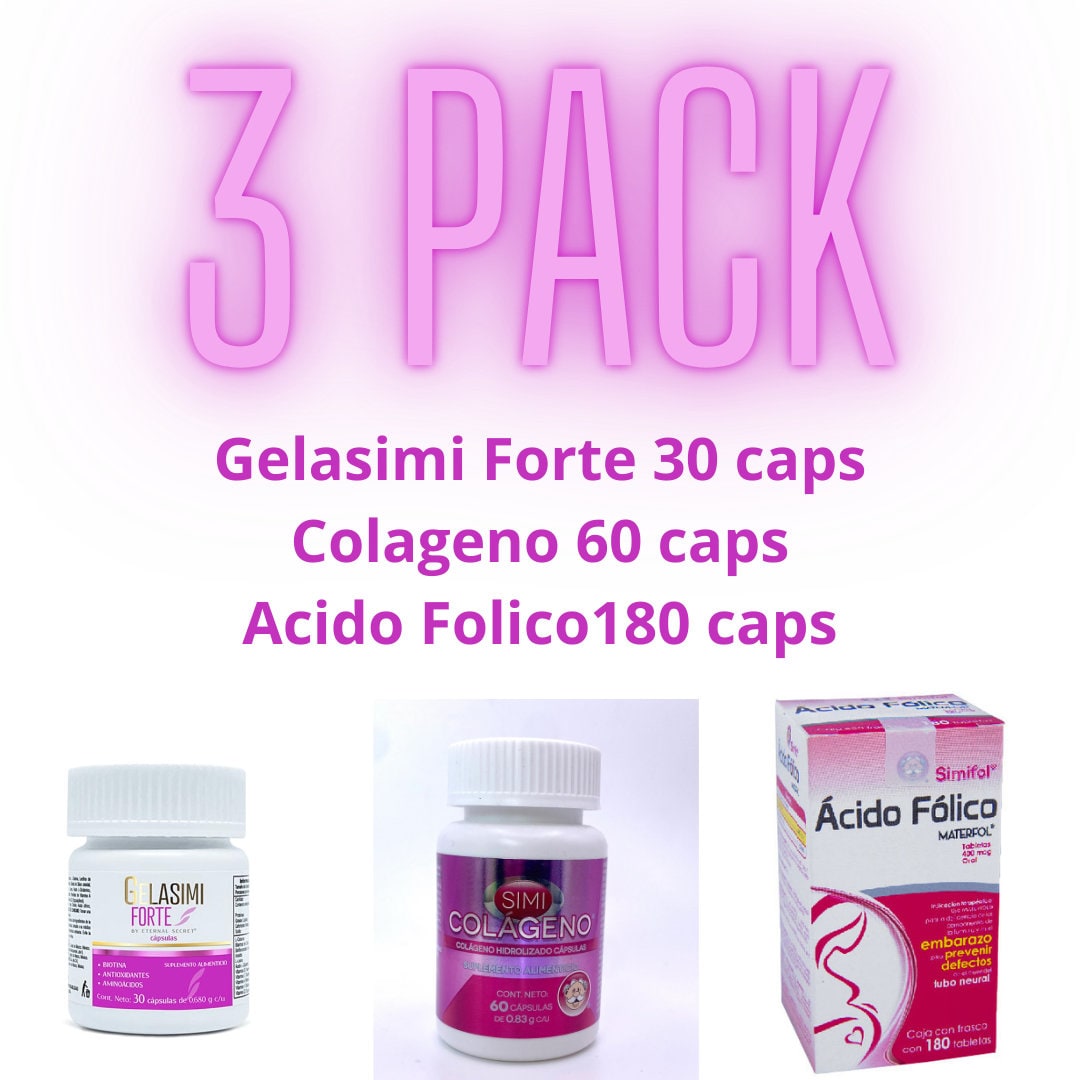 3 Pack, Gelasimi Forte, Collagen and Folic Acid, Amino Acids ...