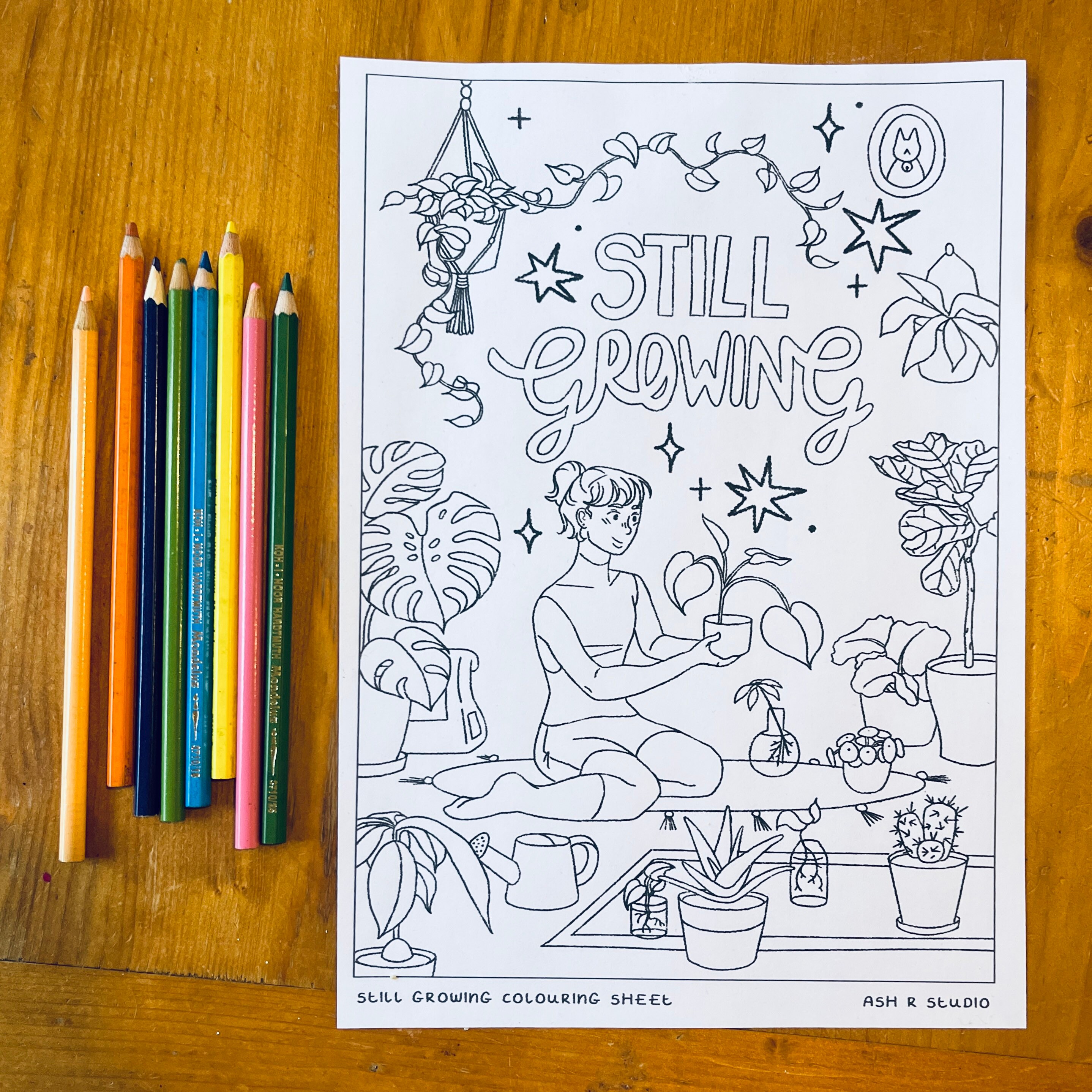 Still Growing Printable A4 Colouring Sheet || Motivational Plants ...