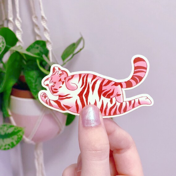 Wild at Heart Tiger Cat Vinyl Sticker - Etsy UK