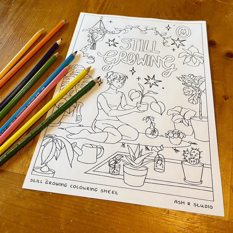 Still Growing Printable A4 Colouring Sheet || Motivational Plants ...