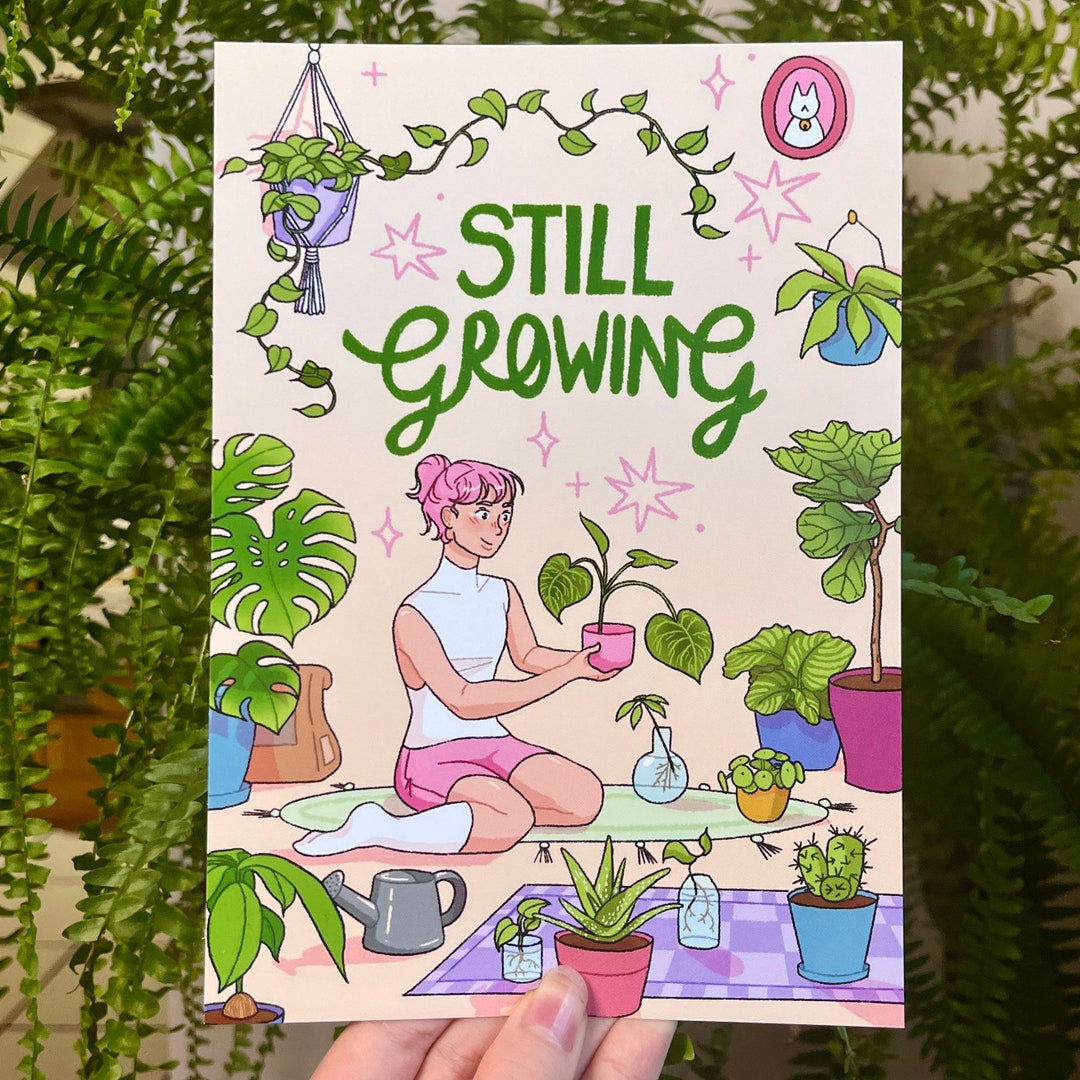 Still Growing A5 Motivational Art Print || Plant Houseplant Cute ...