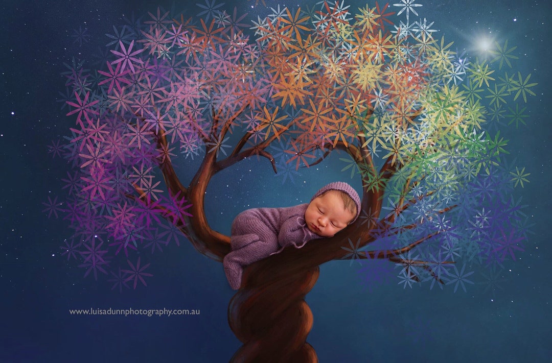 Rainbow Tree Newborn Photography Backdrop (digital Download) - Etsy