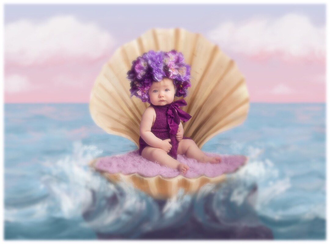 Mermaid Clam Shell, 2 Files for Dark and Light Curls. NO TAIL. Digital ...