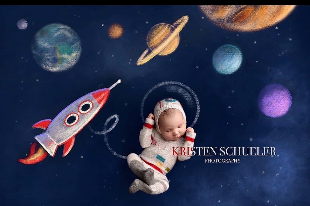 Outer Space, Rocket for an Astronaut. Digital Backdrop for Newborn ...