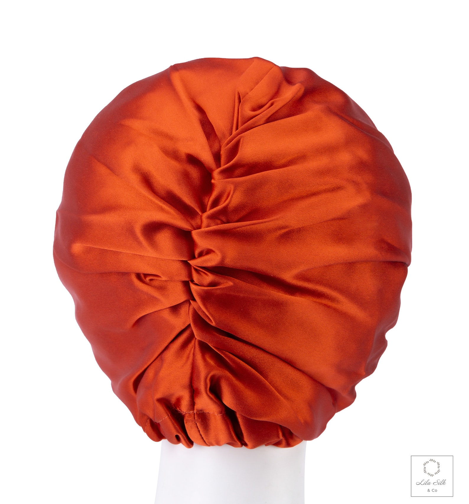 Double Layer Mulberry Silk Hair Turban in Orange Rust - Etsy Canada
