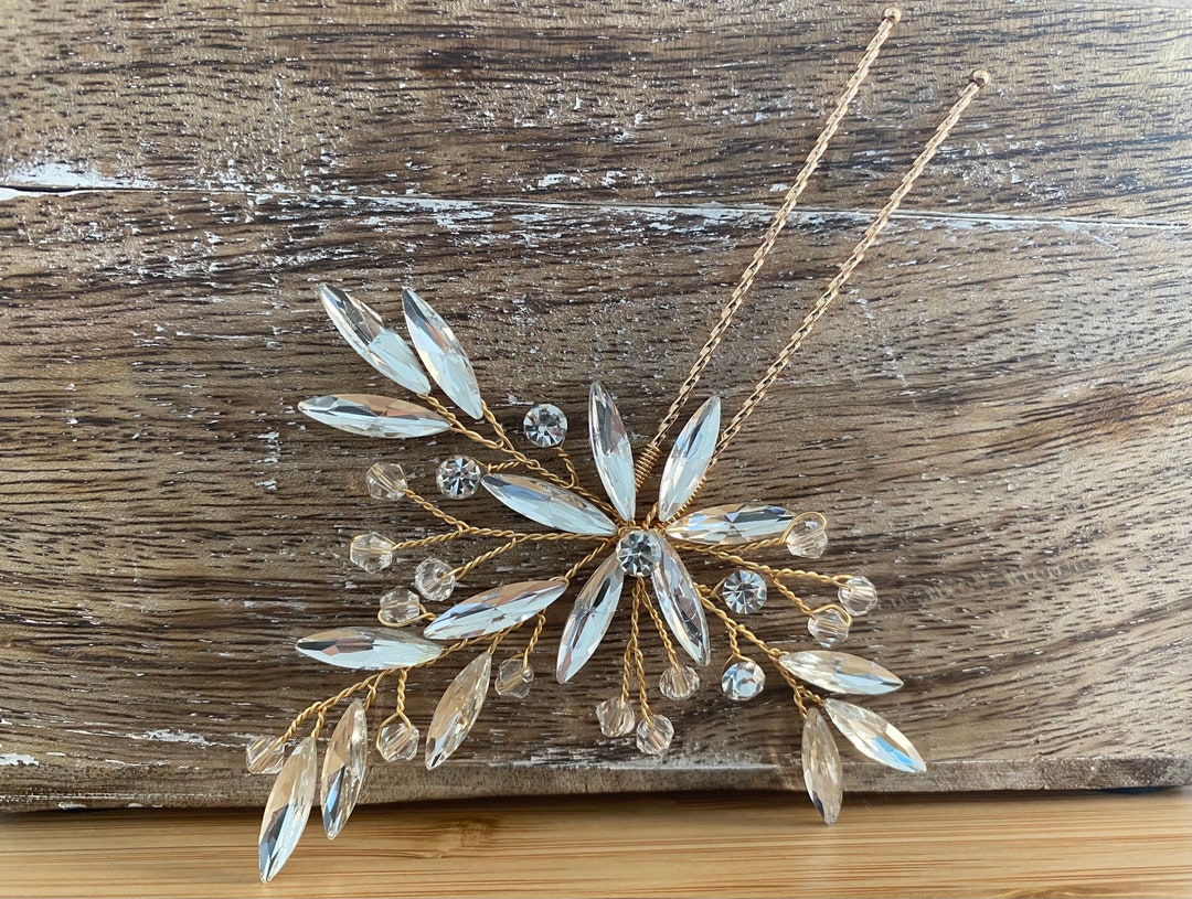 AGATHA| Bridal Hair Pins | Gold Bridal Hair Pin | Crystal Hair Pins ...