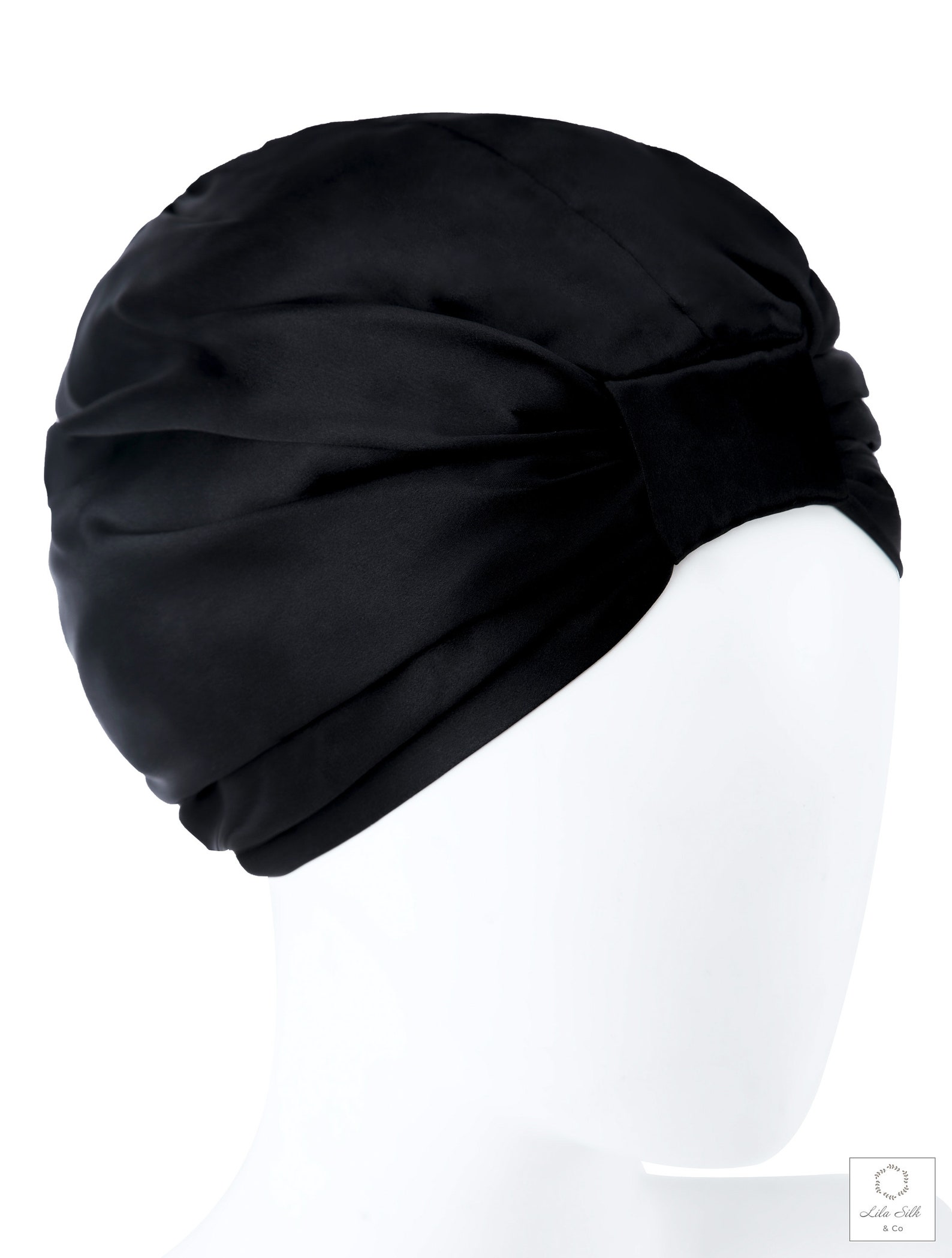 Double Layer Mulberry Silk Hair Turban in Black - Etsy