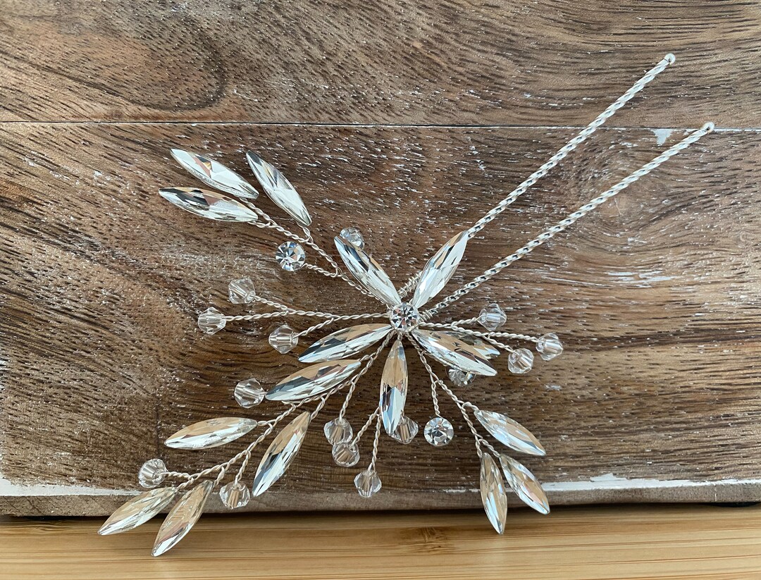 AGATHA| Bridal Hair Pins | Silver Bridal Hair Pin | Crystal Hair Pins ...