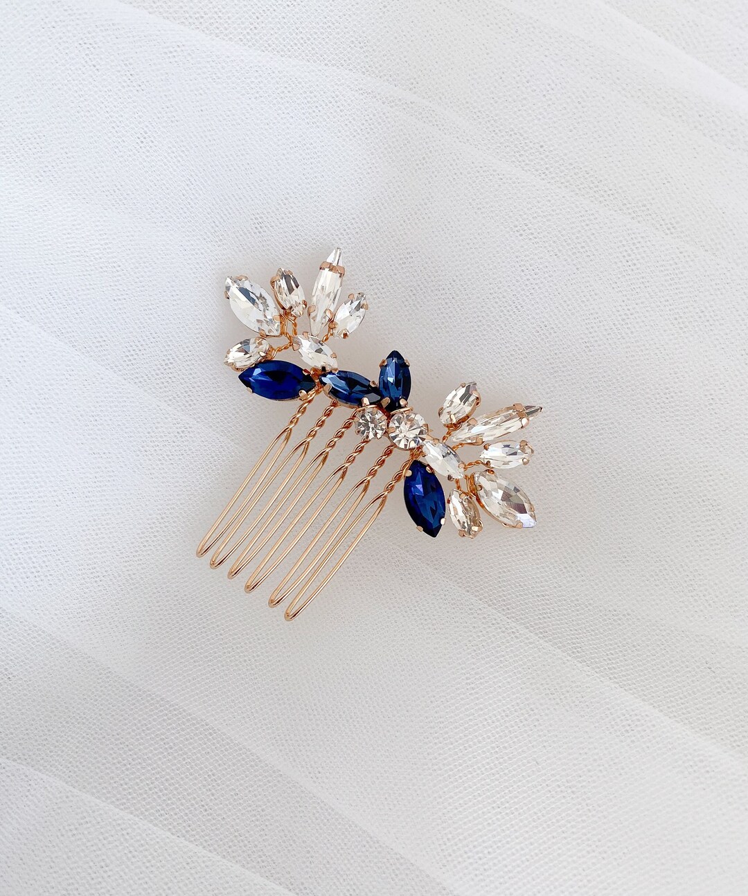 ARIANA Bridal Hair Comb Sapphire Blue Crystal Hair Comb - Etsy