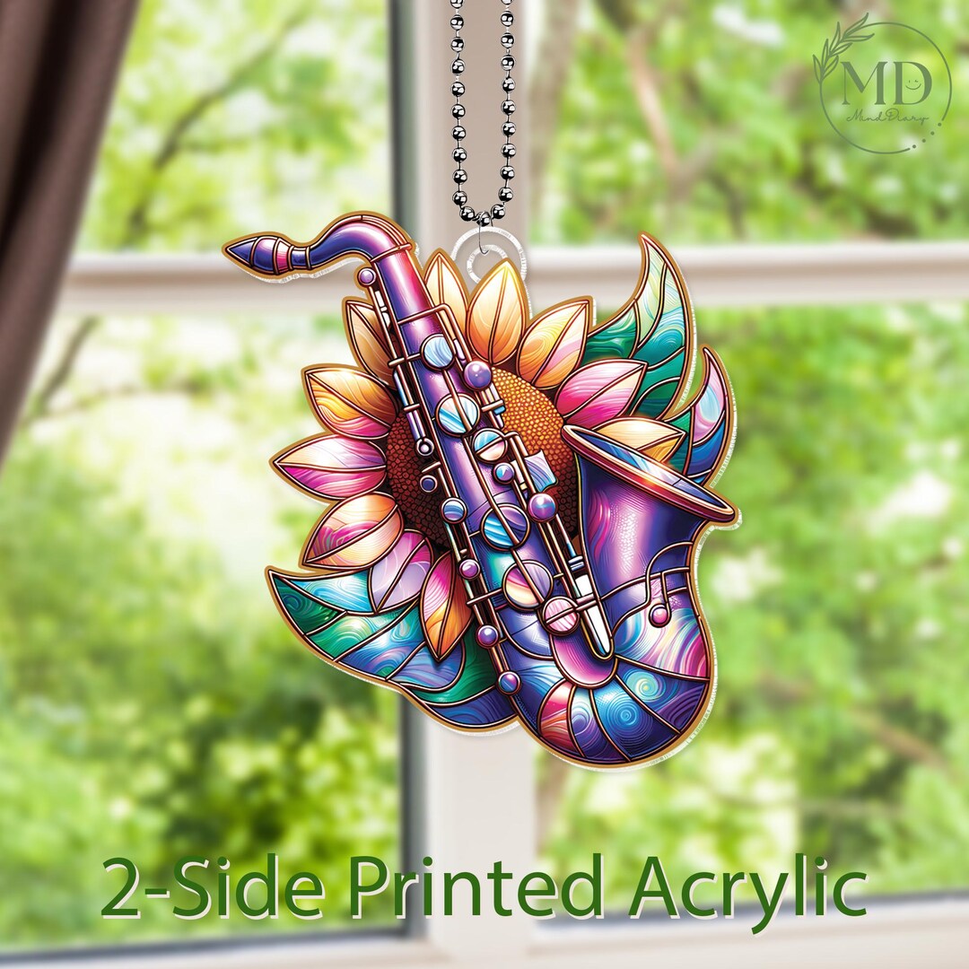 Custom Saxophone Acrylic Suncatcher Ornament Window Hanging, Saxophone ...
